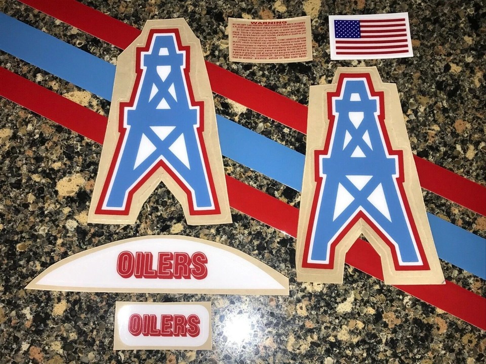 HOUSTON Throwback Vintage Football Helmet Decal Set FULL Size 3M 20MIL ...