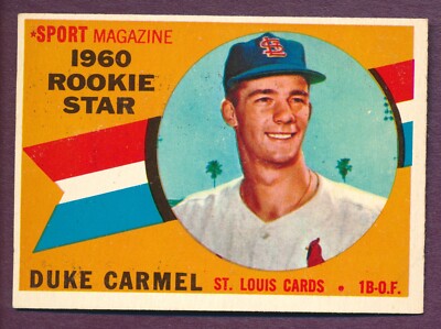 1960 TOPPS #120 DUKE CARMEL ROOKIE EXMT+ ST. LOUIS CARDINALS NO CREASES ...