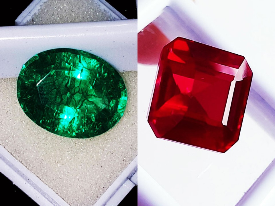 Natural Ruby & Emerald 8 to 10 Ct Certified Matched Pair Loose ...