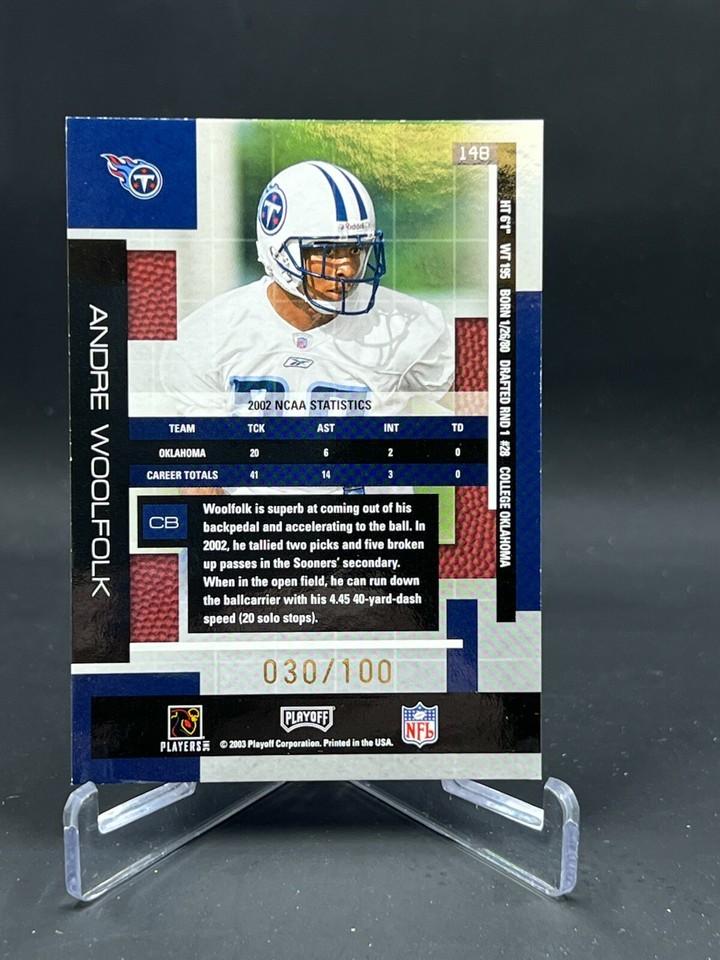2003 Absolute Memorabilia Andre Woolfolk Card 148 # 030/100 | eBay