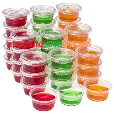 Round Food Containers Plastic Clear Tubs with Lids Deli Pots Sauce Dip ...