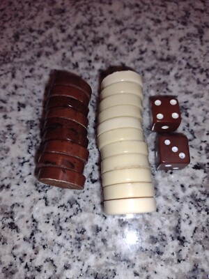 BACKGAMMON PARTS -Checkers (NINE Brown & ELEVEN White, Magnetic & TWO ...