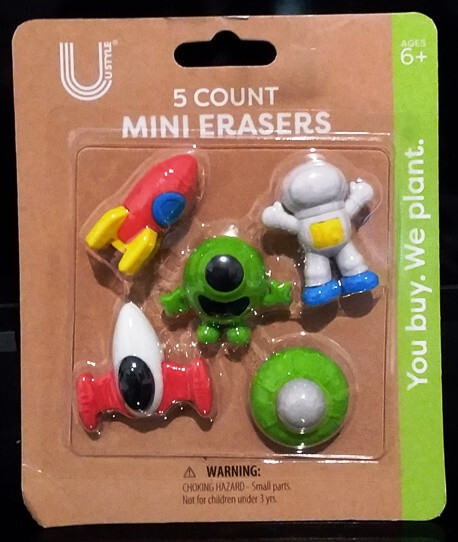 USTYLE - 5 PENCIL COLORED SPACE SHIP MINI ERASER SET - NEW IN PKG #FSC ...