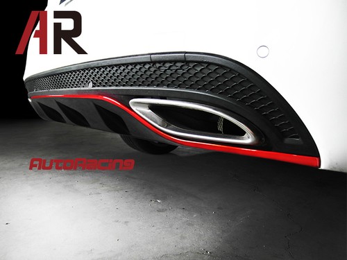 Gloss Black with Metallic Red Rear Diffuser For 15-18 M-BENZ W205 C250 ...