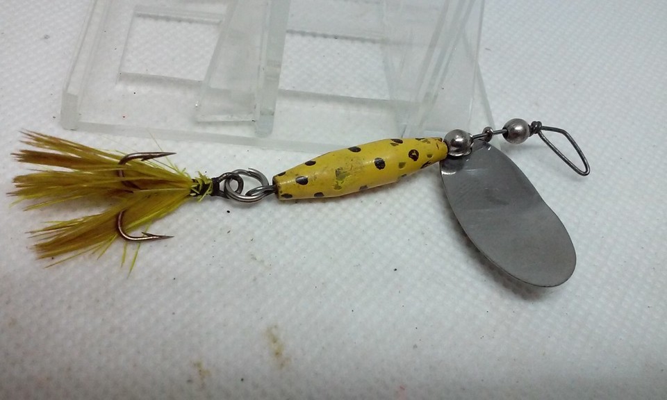Vintage Glen L Evans SHYSTER Yellow/Black 1 1/8" Inline Spinner Fish 1 ...