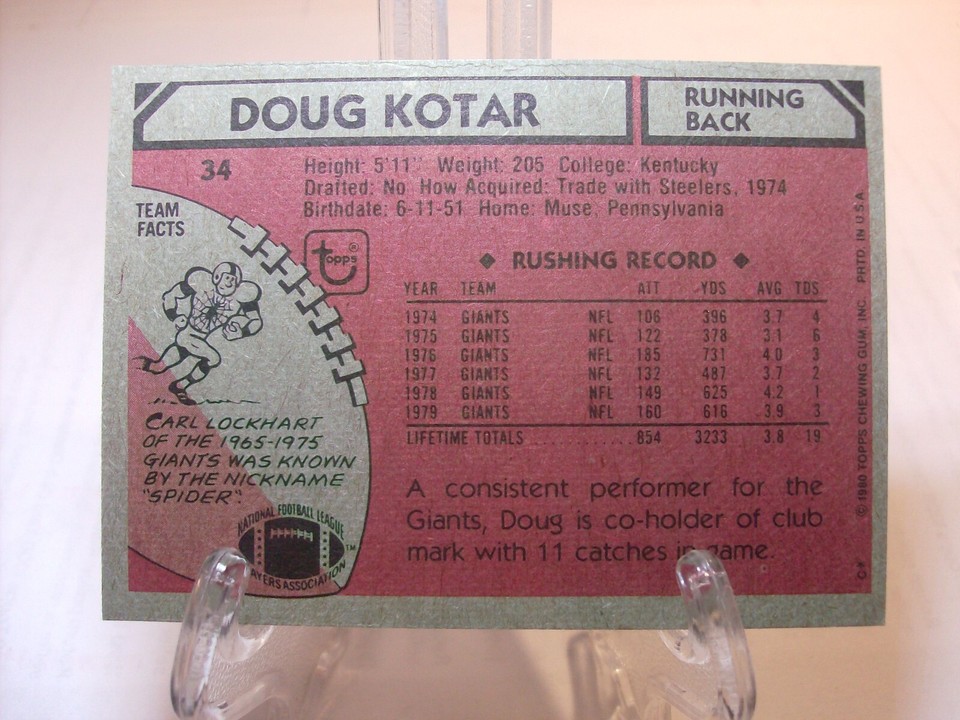 1980 Topps Football Card #34 Doug Kotar (93553) | eBay
