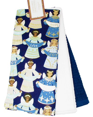 Kitchen Towels Set of 3 dish hand Angels Peace Hope Love white blue | eBay