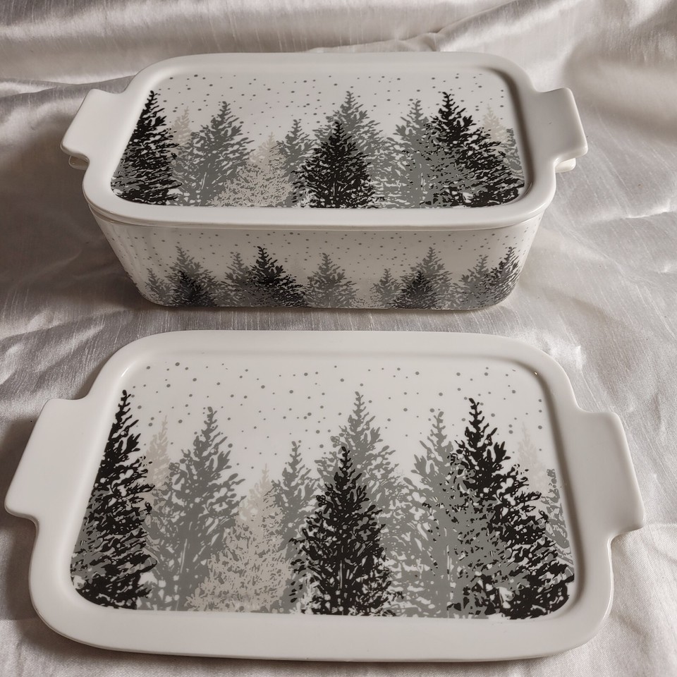 Snow on the Forest Casserole Dish W/Extra Lid “Grace Pantry” | eBay