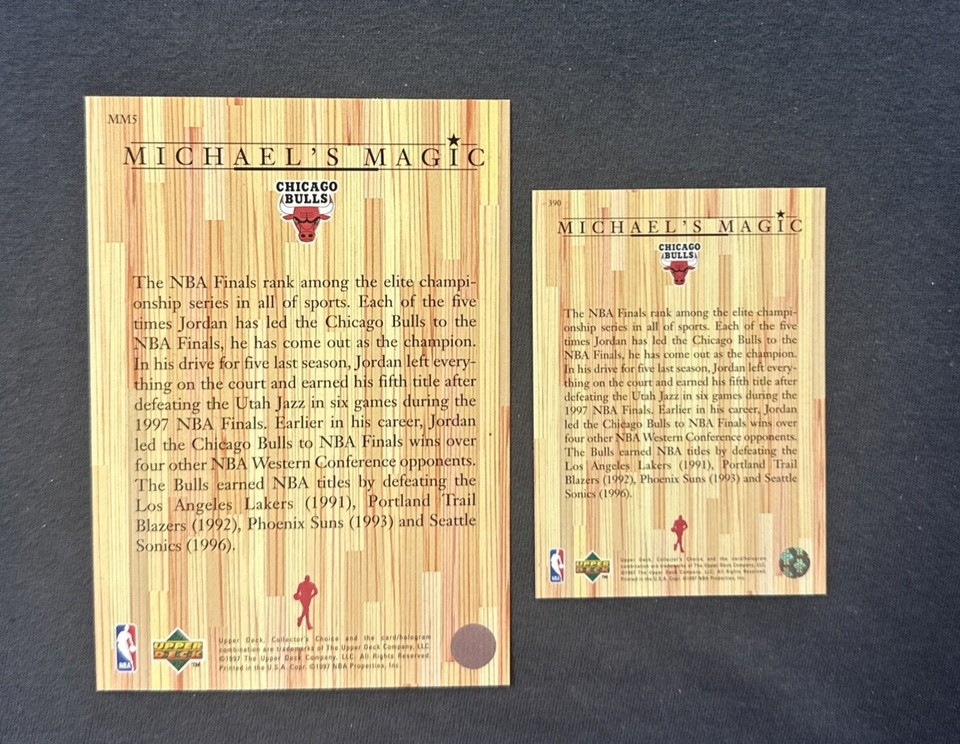 *1997 Collectors Choice Michaels Magic (3.5" x5") Jumbo #MM5 Michael ...