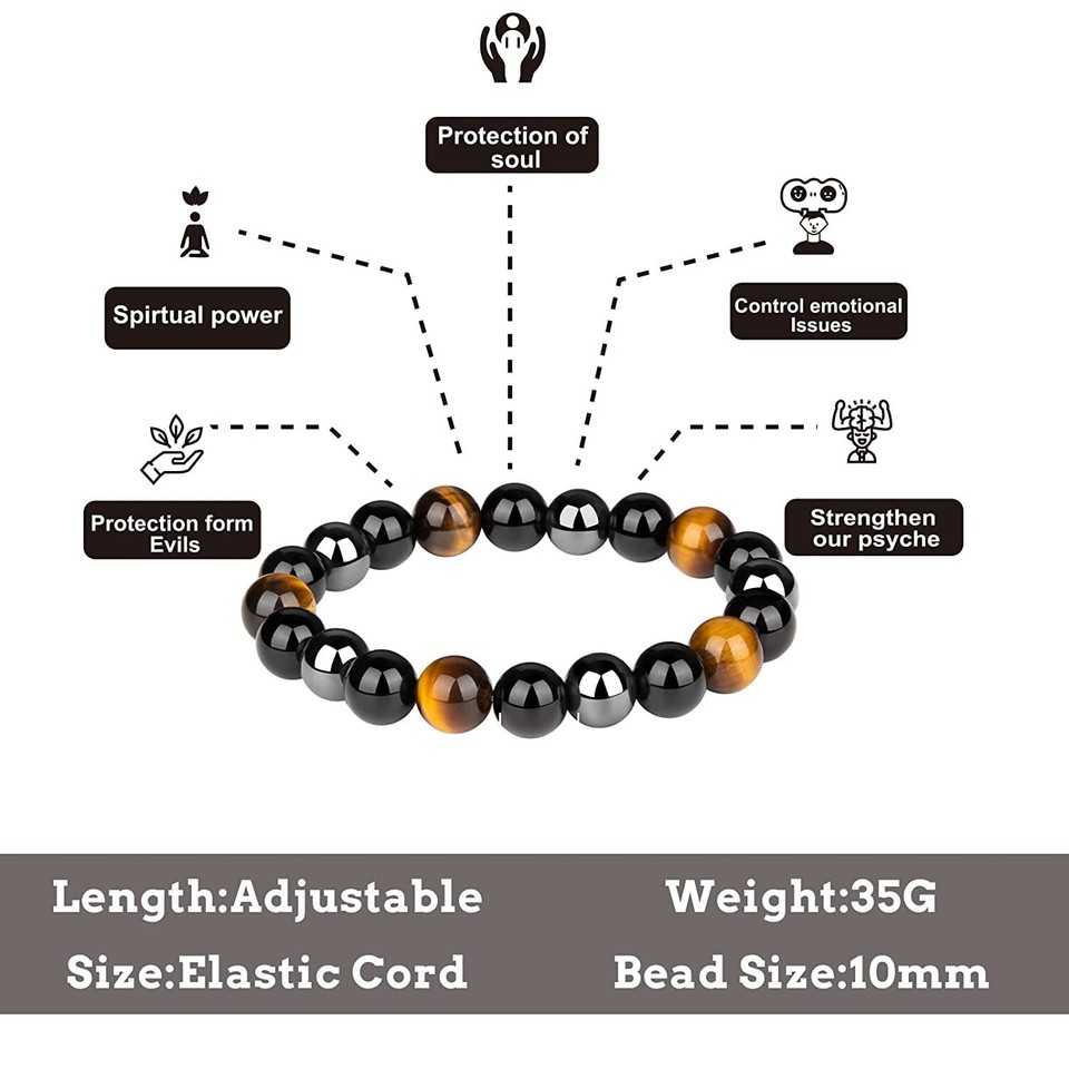 Triple Protection Bracelet 10mm Bead Spiritual Bracelets for Men Women ...