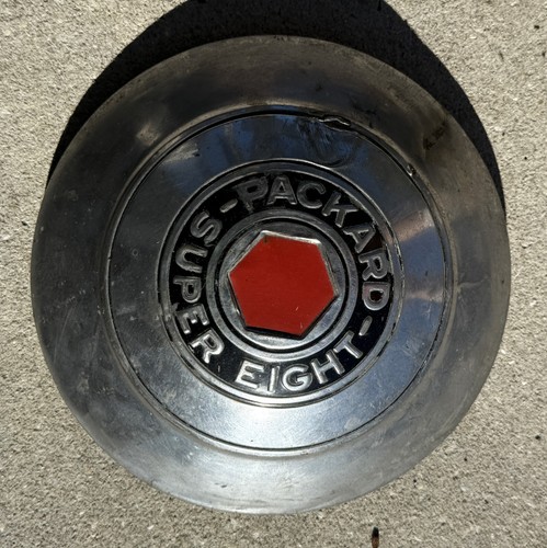 OLD PACKARD SUPER EIGHT HUB CAP-AS PICTURED 10- IN DIA X 3-1/8" DEEP ...