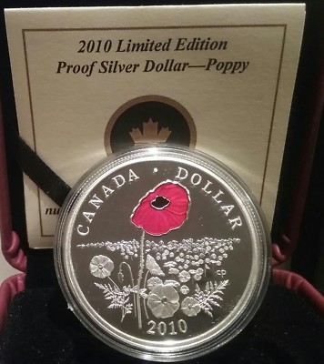 Poppy Coin Limited Edition Proof Silver Dollar 2010 Canada: Sea of ...