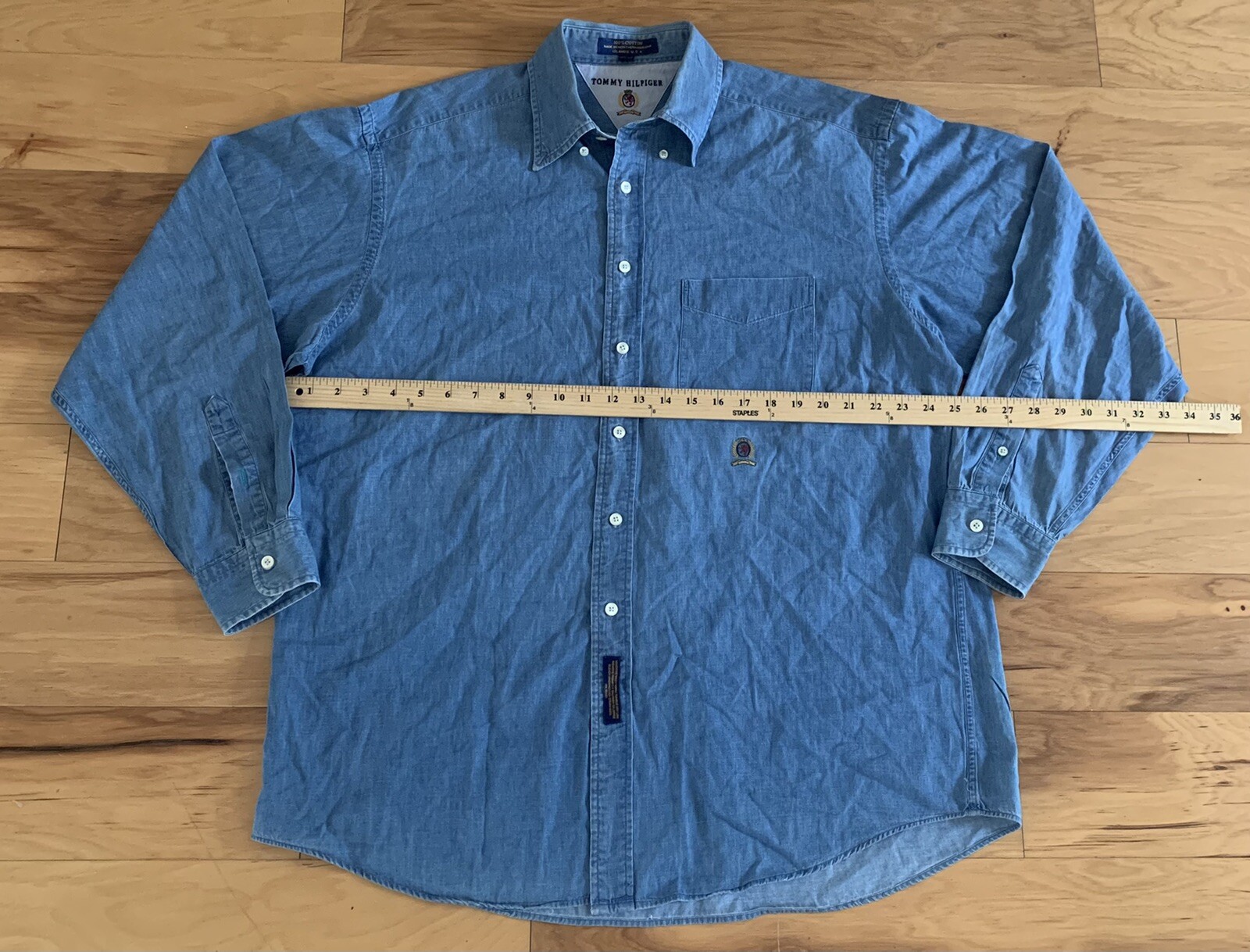 Tommy Hilfiger Men's Blue Jean Button Down Long Sleev… - Gem