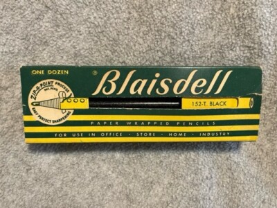 VINTAGE Blaisdell Paper Wrapped Pencils 152-T Black in Original Box 11 ...