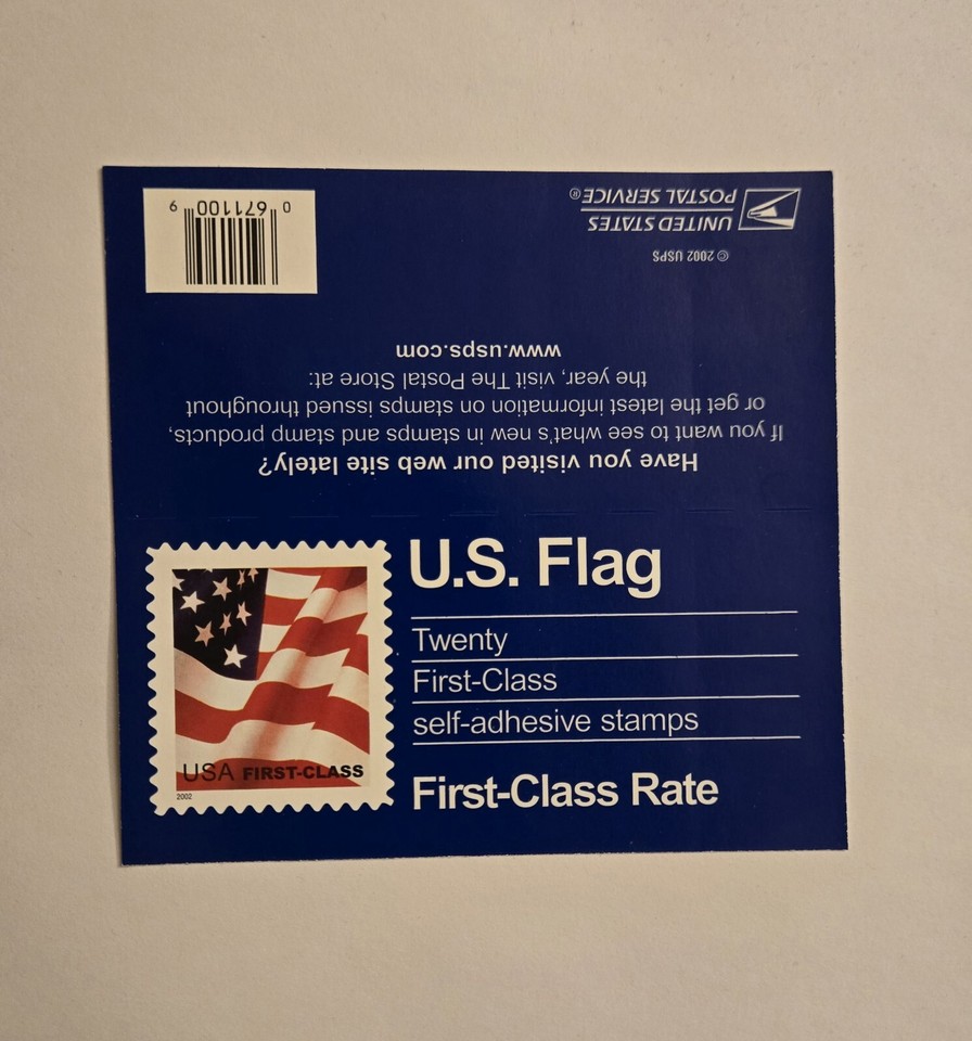 Scott # 3623a 2002 US Flag - MNH First Class Booklet Sheet of 20. (37 ...