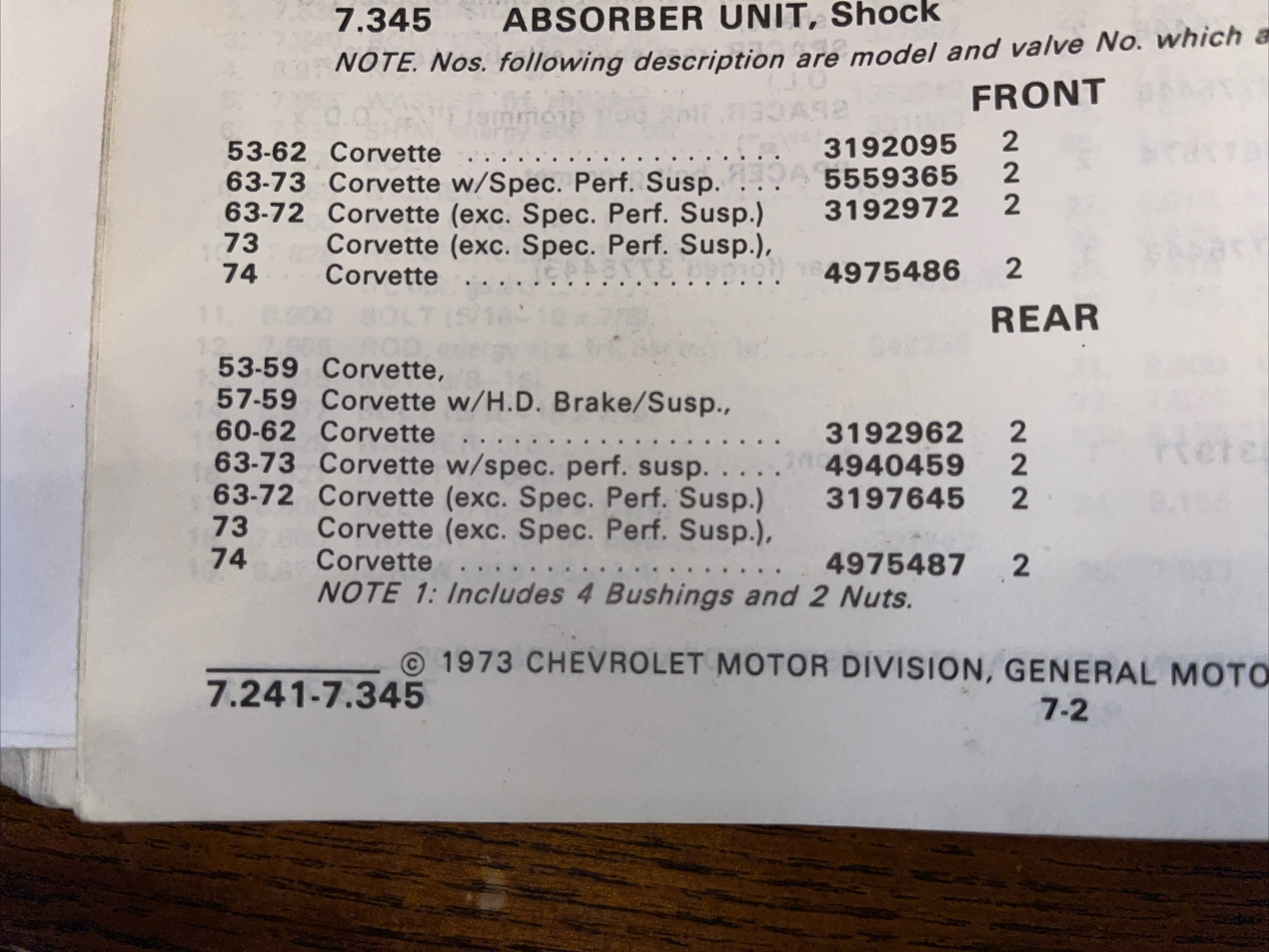 63-73 Chevy CORVETTE Delco Z07 F41 HD Rear Shocks GM NOS 4940459 427 ...