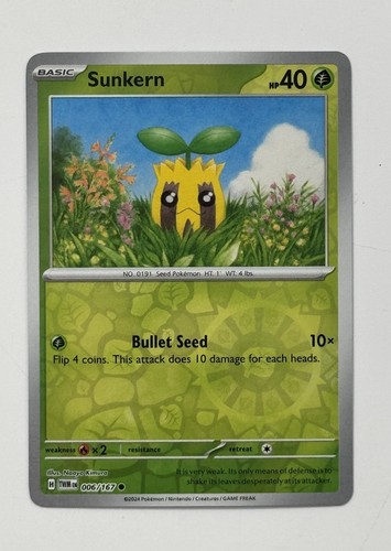 Pokémon TCG Sunkern 006/167 Twilight Masquerade Reverse Holo NM Card ...