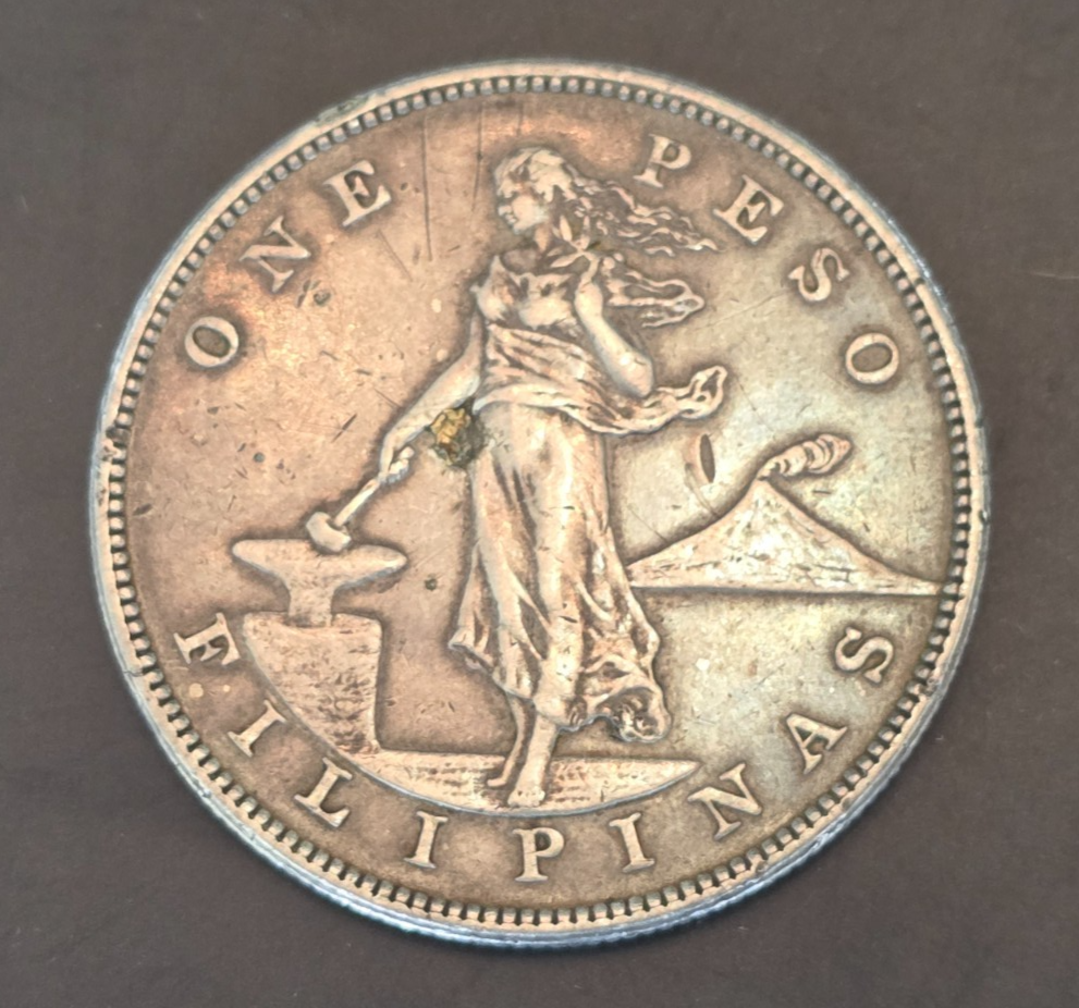 1905-S Philippines Peso Curved Serif 1 Silver Coin US Territory Variety ...