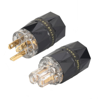 VIBORG 24K Gold Plated Pure Red Copper US Male / IEC Female Power Plug ...
