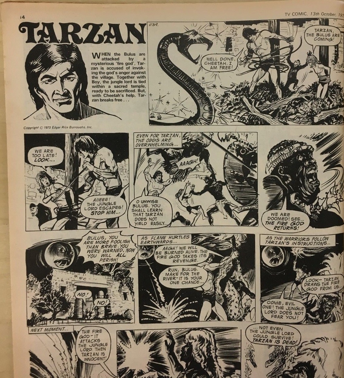 TV COMIC #1139 weekly British comic book October 13 1973 Tarzan Dr. Who ...