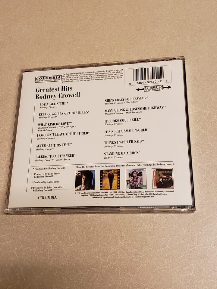 Greatest Hits by Rodney Crowell (CD, Nov-1993, Columbia (USA ...
