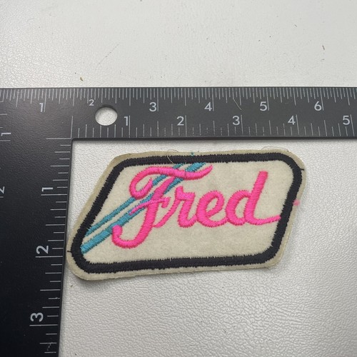 Vtg Retro Man’s Name In Pink FRED Name Badge Patch For Shirt Or Jacket ...