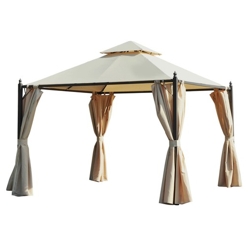 Gazebo Double-tier 10ft×10ft Shelter Shade Awning Canopy Patio Curtain ...