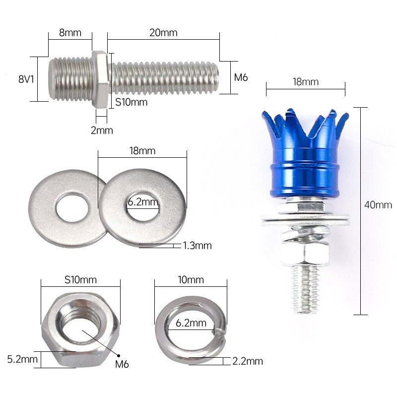 Aluminum Alloy Crown License Plate Screws M6 Thread for Car Motorcycle ...