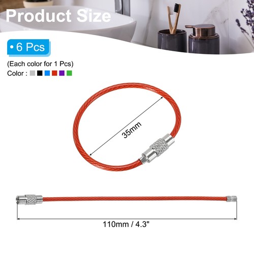 4.3 Inch Wire Keychain Cable, 6 Pack Key Ring Loop, Multicolor | eBay
