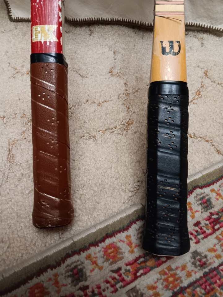 Set of 2 antique wood tennis rackets Wilson Jack Kramer + SSK Classic ...