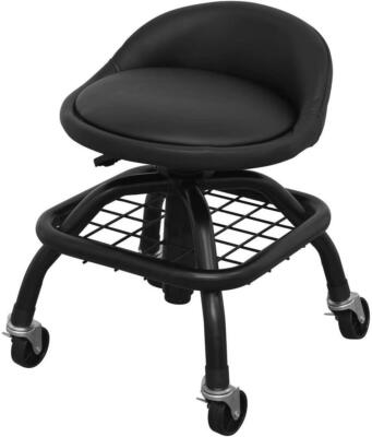 Sealey SCR02B Adjustable Mechanics Padded Stool Chair With Wheel Swivel ...