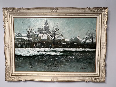 Fantastic BIG Mid Century Modern David Crespi Oil Painting | eBay