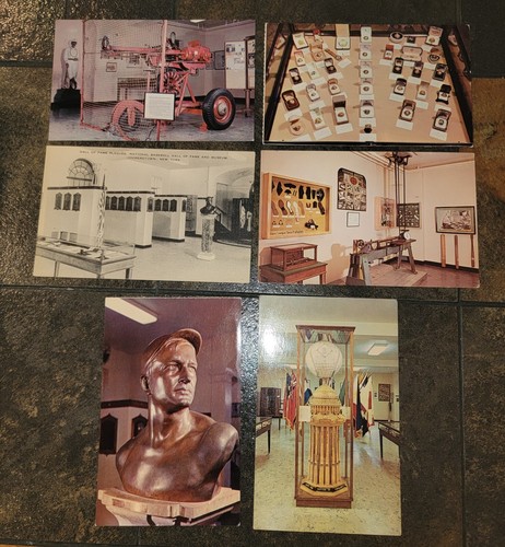 6 Vintage Baseball Hall of Fame Postcards - Early pitching machine ...