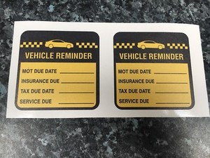 VEHICLE REMINDERS ,Vehicle MOT/SERVICE/TAX. Two REMINDER Vinyl Window ...