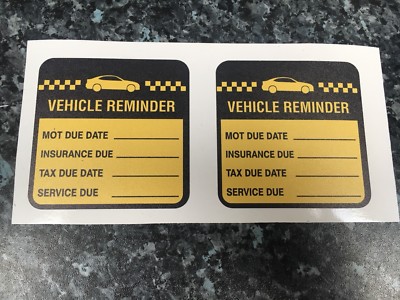 VEHICLE REMINDERS ,Vehicle MOT/SERVICE/TAX. Two REMINDER Vinyl Window ...