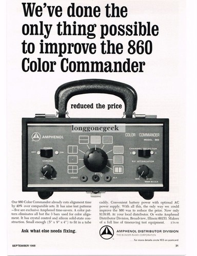 1968 Amphenol 860 Color Commander Bar Generator TV test Equipment ...