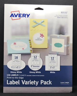 Avery #80510 Label Variety Pack 126 labels / pack Home Craft Gift ...