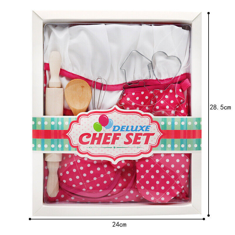 11pc Kids Cooking Baking Costume Chef Apron Hat Kitchen Role Play for ...