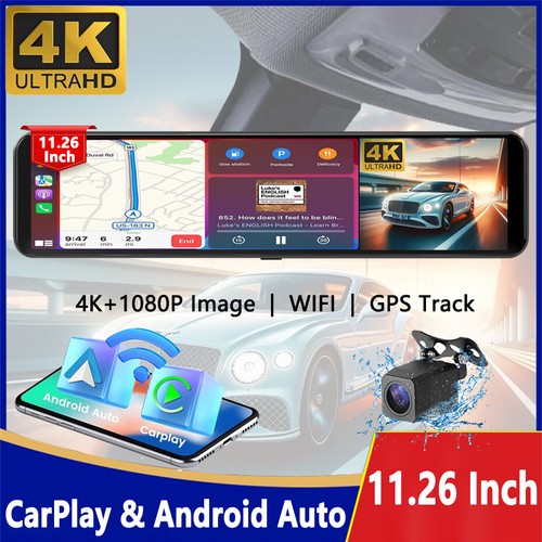 Car Rearview Mirror Carplay Android Auto Dash Camera Car Camera 4K ...