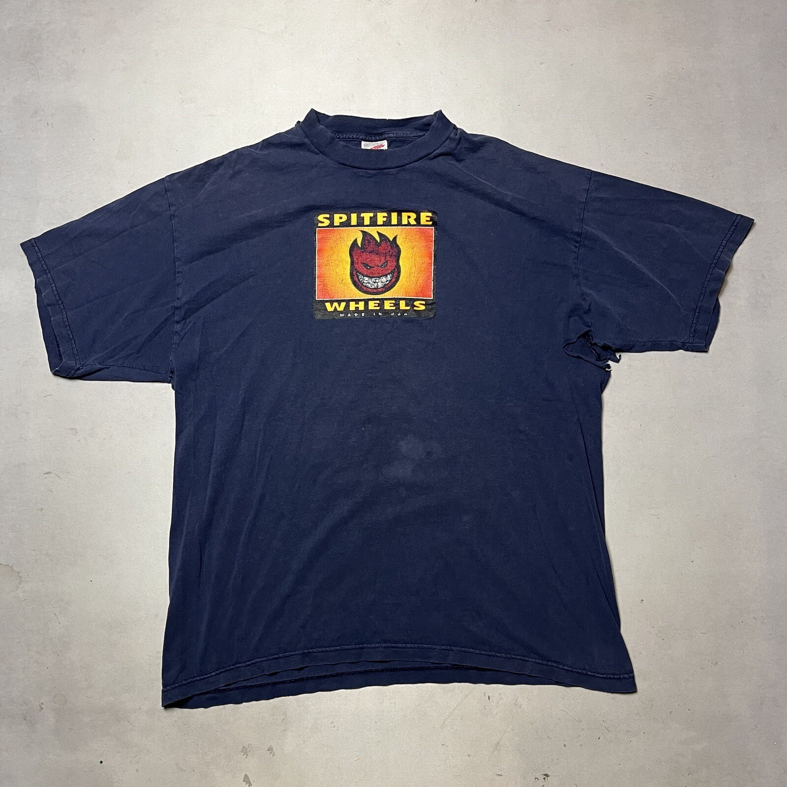 Vintage 90s Spitfire Wheels USA DLX Flame Thrashed T … - Gem