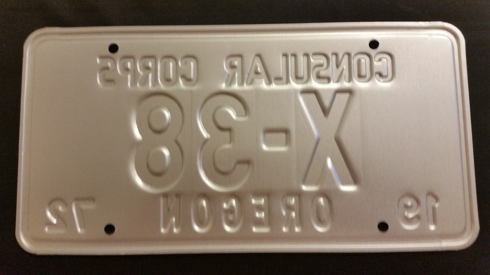 1972 OREGON X-38 CONSULAR CORPS LICENSE PLATE | eBay