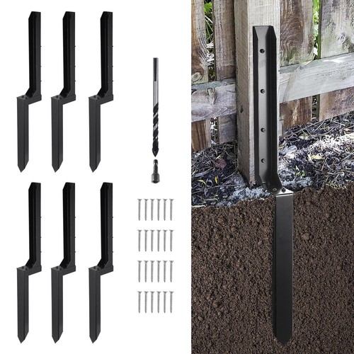 6 Pack Fence Post Repair Kit - Quick Fix Broken/Leaning 2x2 Wood Posts ...