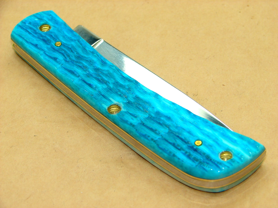 CASE XX USA,2024, 6137 SOD BUSTER KNIFE, SUPER PRETTY SKY BLUE BONE ...
