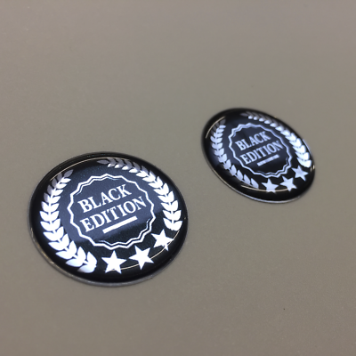 Domed Resin Gel - BLACK EDITION Stickers x 2 - 50mm Dia Exterior Use | eBay