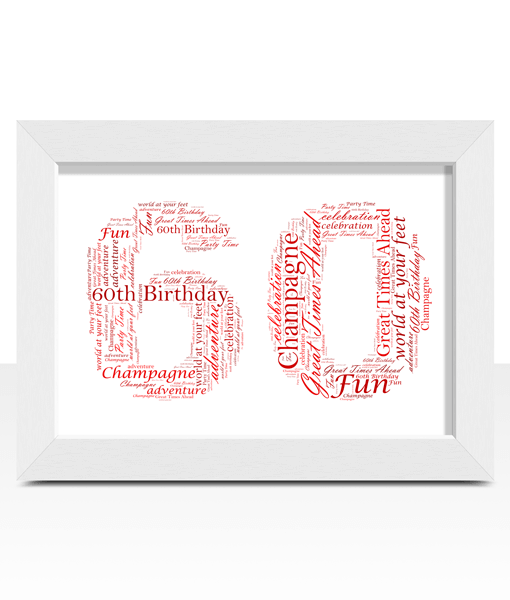 Personalised 60th Birthday - Anniversary Gift - Sixty - Number 60 Word ...