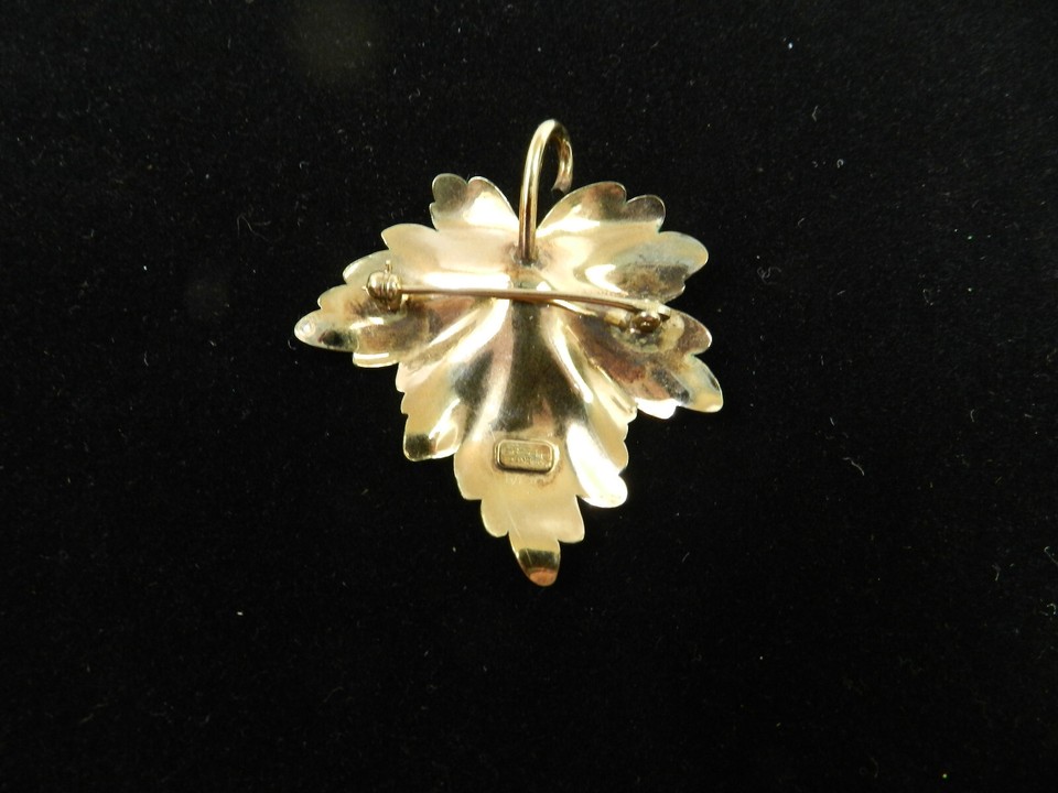 Vintage Harry S. Bick and Sons Gold Tone Leaf Faux Pearl Brooch Pin | eBay