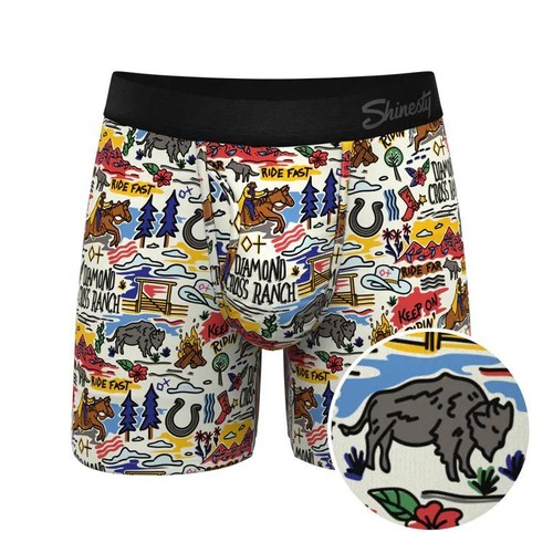 Shinesty Ball Hammock Boxer Brief w/ Fly Men's Underwear, Rowdy Rodeo ...