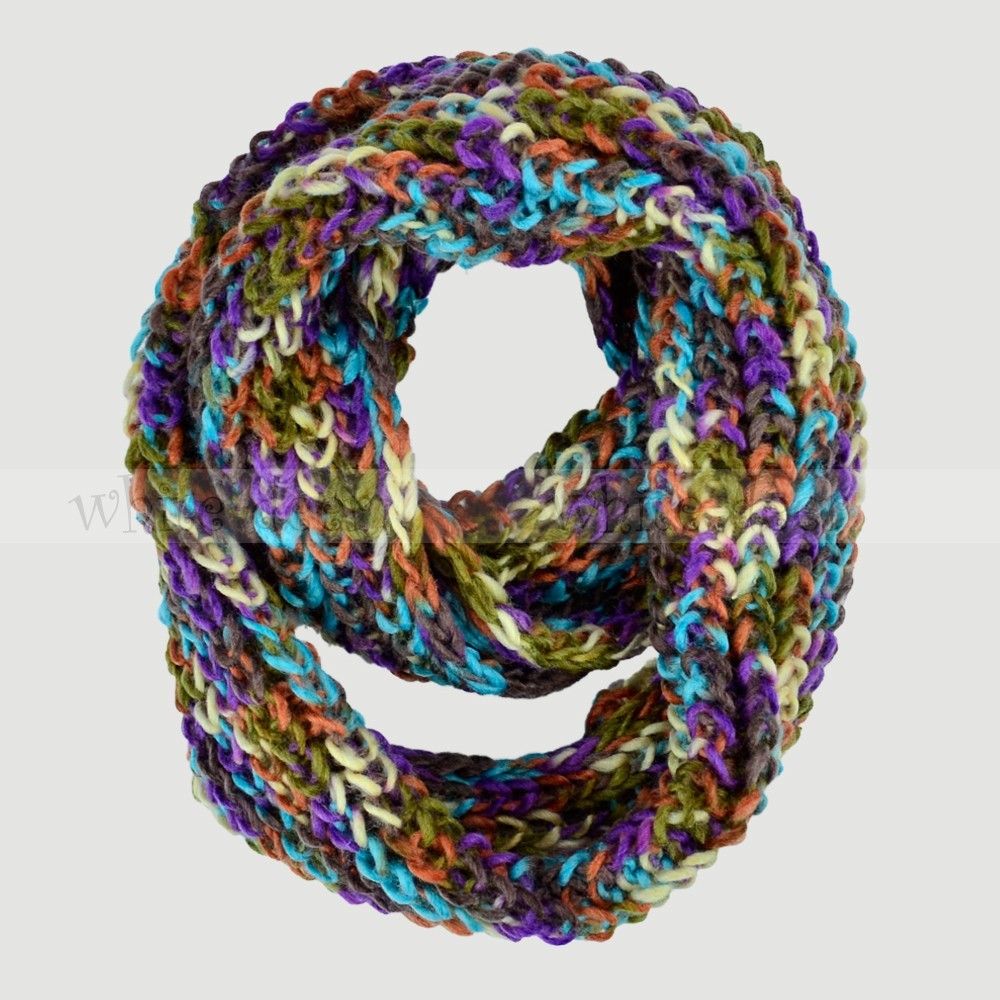 Multi Color Knit Infinity Winter Scarf Elastic Warm Wool Feel Circle ...