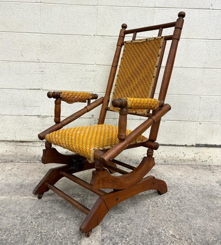 Antique Victorian Hunzinger Style Upholstered Spring Rocker | eBay