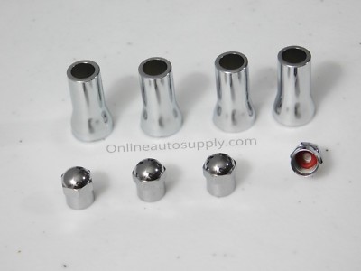 *US SELLER* Set of 4 TPMS Chrome Tire VALVE STEM CAP & SLEEVE Round ...